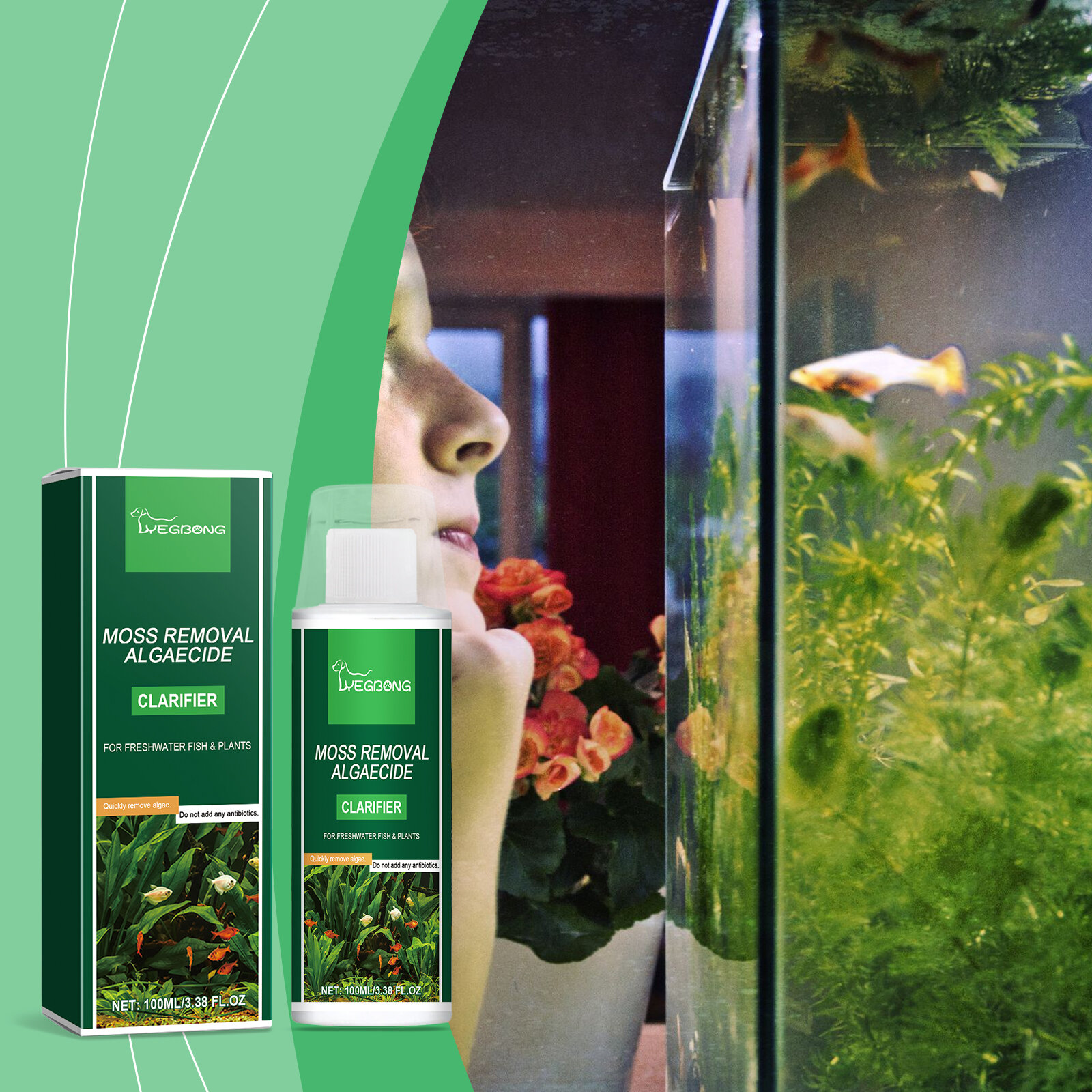 Очиститель для удаления водорослей, очиститель аквариума, зеленые и коричневые шелковые водоросли, черные волосы, зеленый мох, очиститель воды, безопасный для рыб