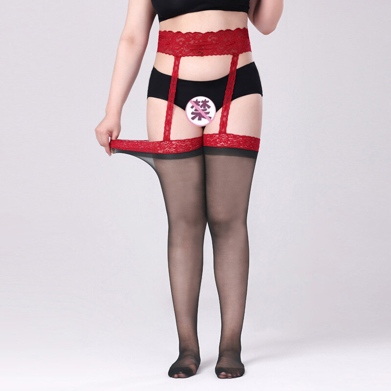 Чулки с подтяжками больших размеров, сексуальные, с открытым шагом, устойчивые к зацепкам, эротические, цельные, длинные чулки, которые можно легко снять, высокие чулки