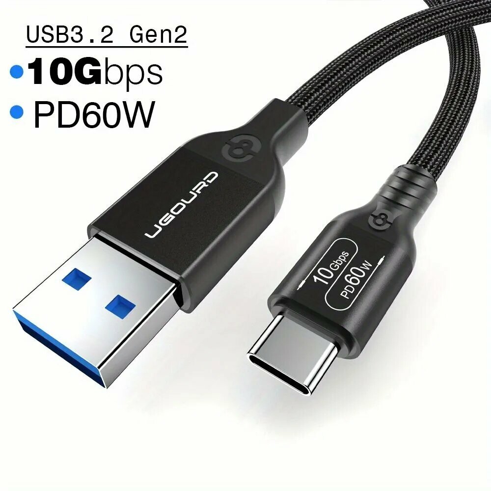 UGOURD Кабель для мобильных устройств USB 3.1 Type-A/USB Type-C, 2 м, черный