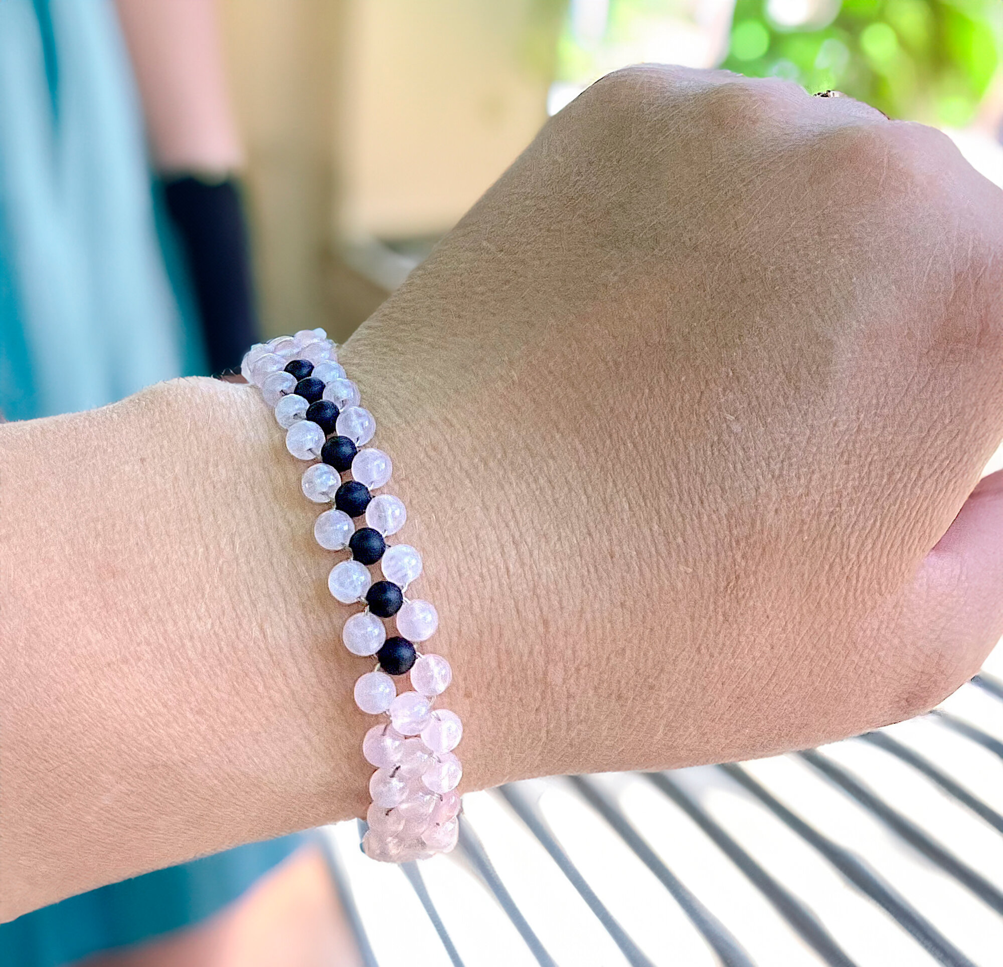 Плетеный браслет, агат, кварц