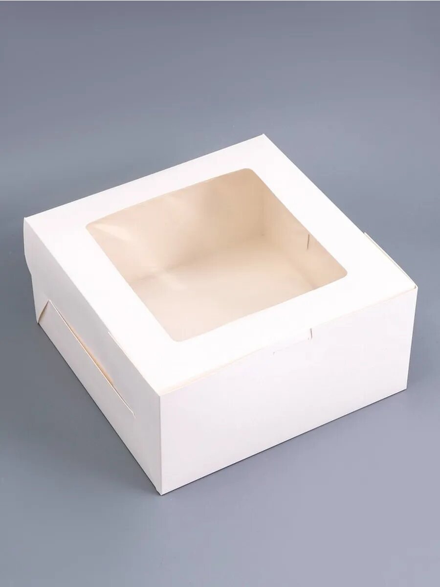 Элегантная белая коробка для торта 25x25x12 см
