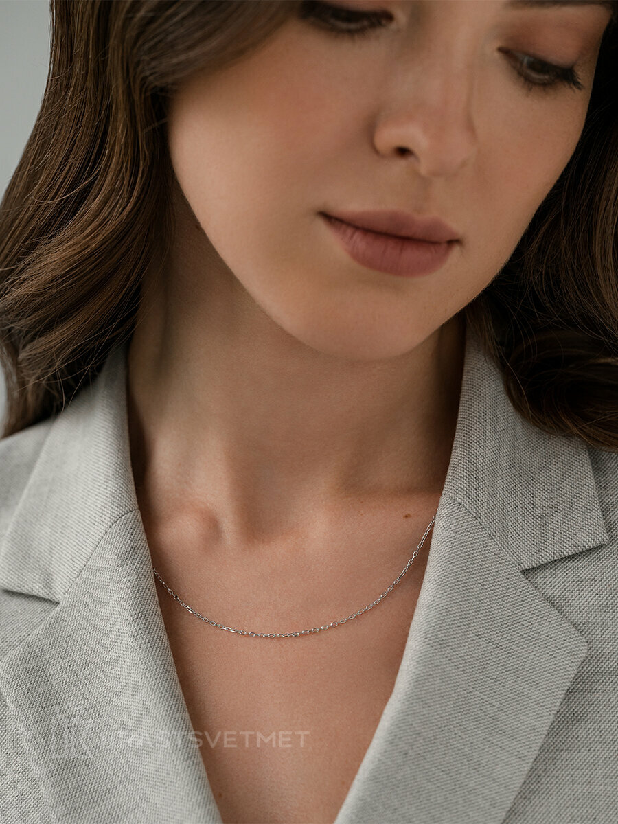 Цепь белое золото, 585 проба, родирование