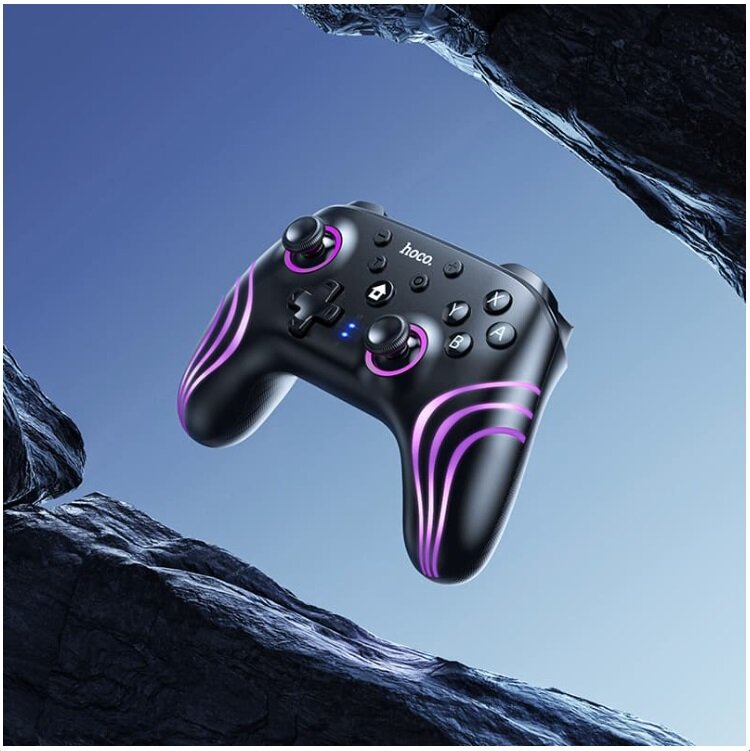 Джойстик для Switch1/2/ PC Win, Hoco GA2 Unicorn Multi-Function Wireless Game Controller, RGB, BT4.2, Черный