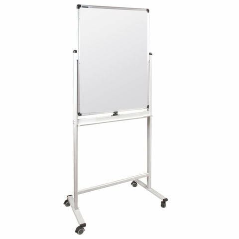 Доска магнитно-маркерная на стенде 60х90 см, 2-сторонняя, гарантия 10 ЛЕТ, BRAUBERG Premium, 236850