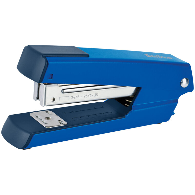 Степлер №24/6, 26/6 Berlingo "Power TX" до 30л, металлический корпус, синий