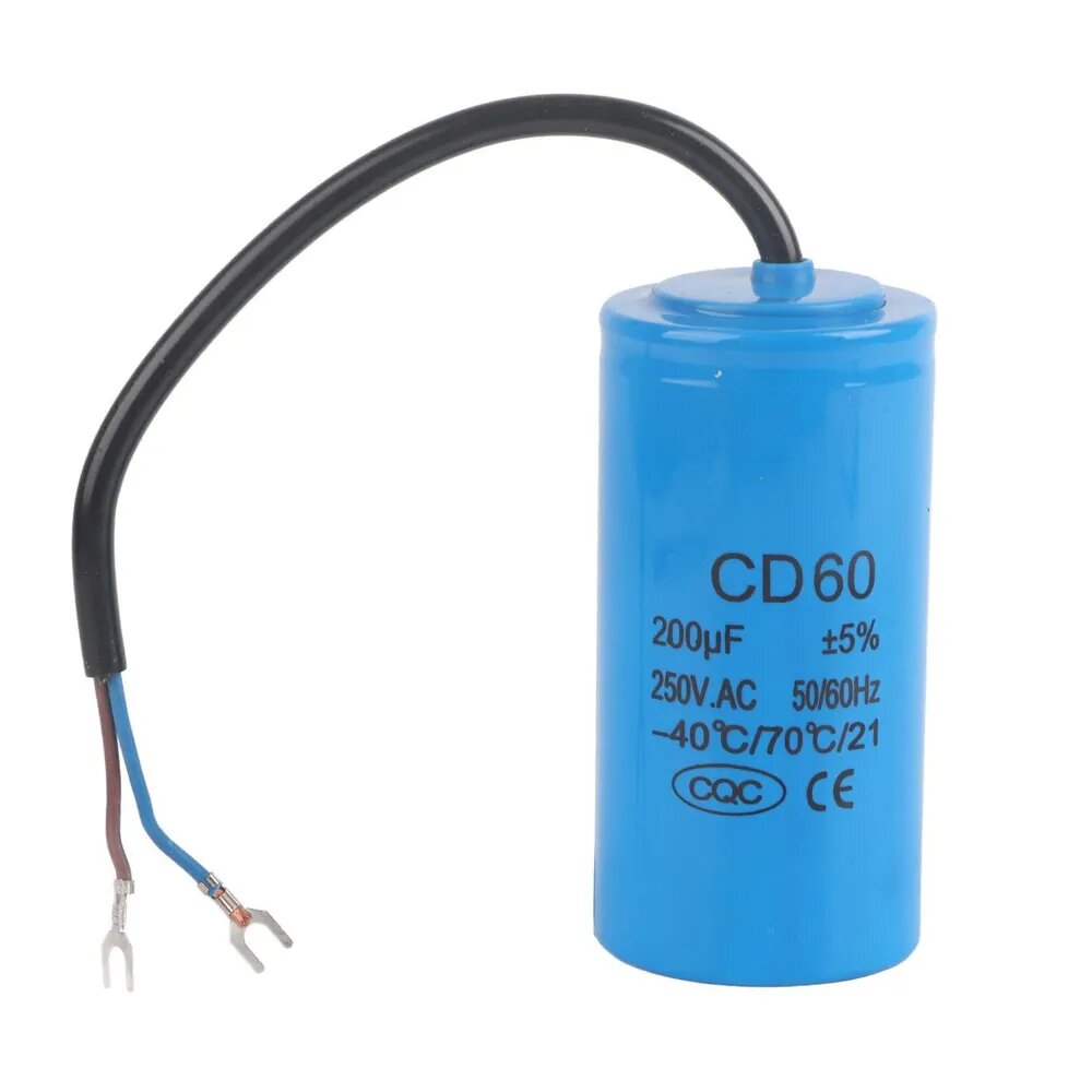 Пусковой конденсатор CD60 250V 200мкФ, для электромоторов и компрессоров