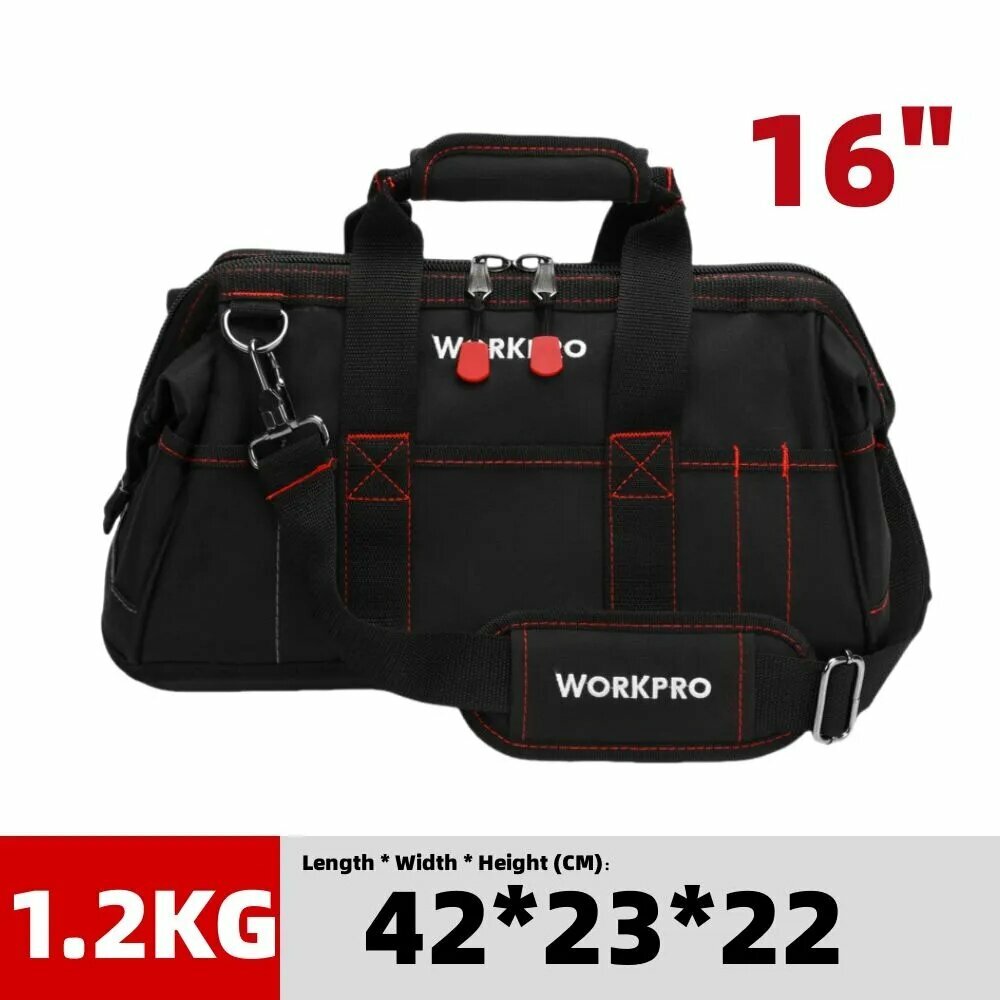 WORKPRO 16-дюймовая сумка для инструментов с множеством карманов и большой вместимостью