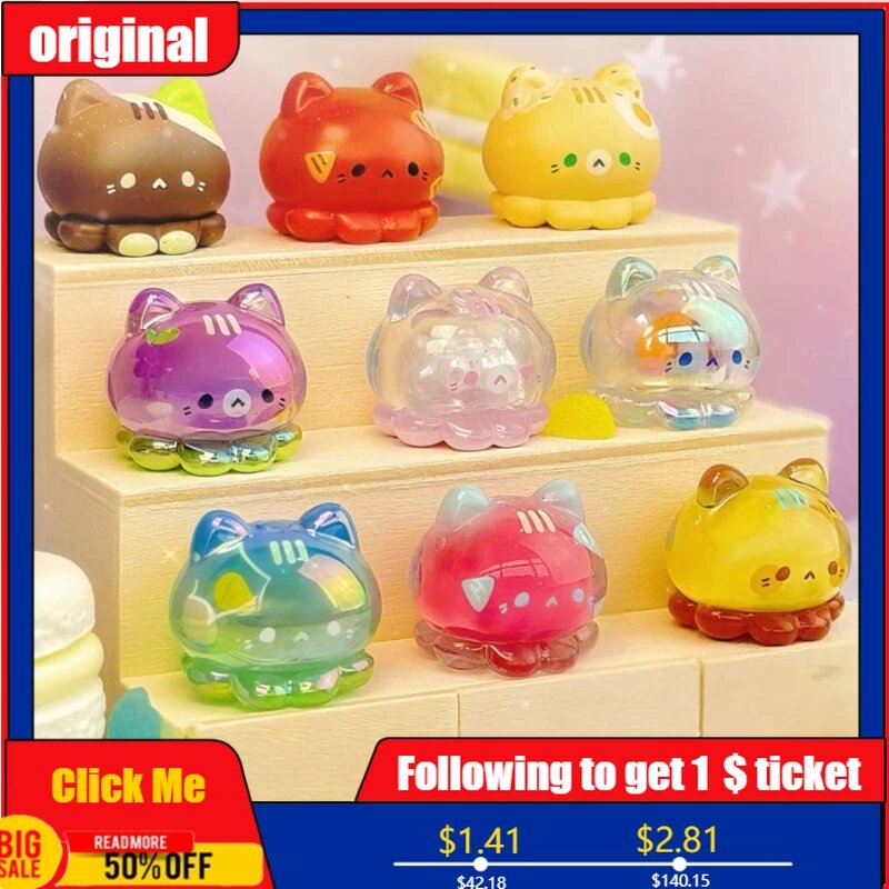 Новый магазин Octopus Meow Meow Corner, серия Mini Mystery Box, официальная клубника Mousseta, мультяшная Коллекционная модель, игрушки, подарок для детей