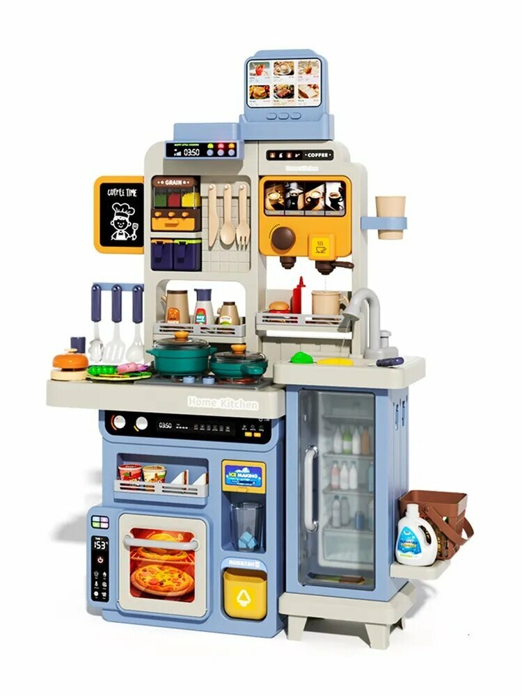 Игрушки для детской кухни, имитация приготовления пищи, имитация еды, настоящая циркуляция воды, свет, музыка, дым, ролевые игры