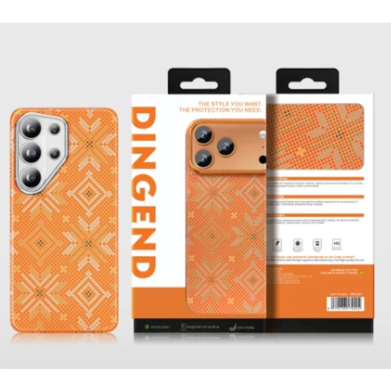 Чехол Box Sle Skin Feel с текстурой карбонового волокна, Galaxy S25 Ultra, Оранжевый, Orange
