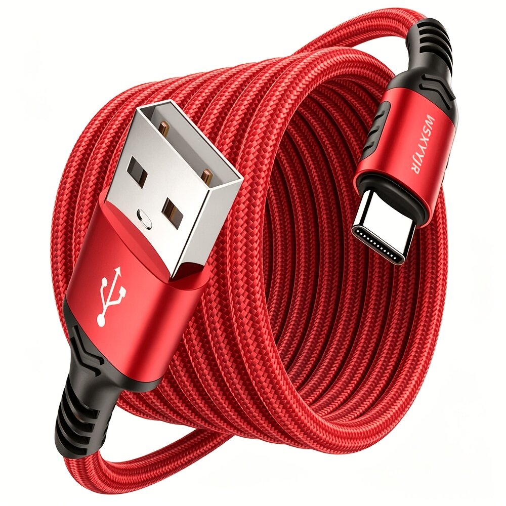 Кабель USB-C для зарядки и передачи данных, 60 Вт, плетёный, красный, 100 см