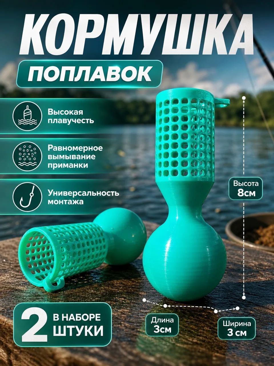 Поплавок с кормушкой 2 в 1 для поверхностной ловли рыбы, яркий цвет