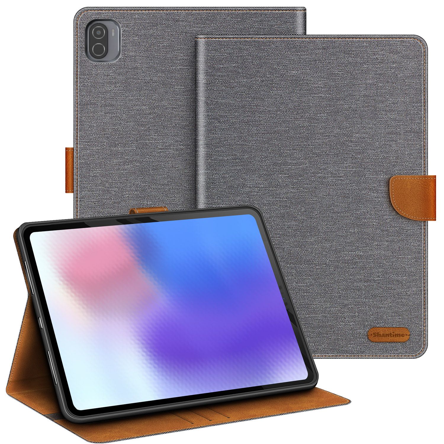 Кожаный чехол Shantime для телефона Xiaomi Pad 5 11.0 2021, защитный чехол с внутренней силиконовой оболочкой из ТПУ и встроенной подставкой.