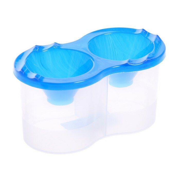 Стакан - непроливайка для рисования двойной Calligrata, 150 мл ×2, с держателем для кистей, синий