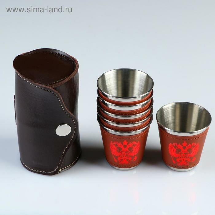 Набор рюмок 6 шт, х 75 мл, в коричневом чехле с креплением на ремень