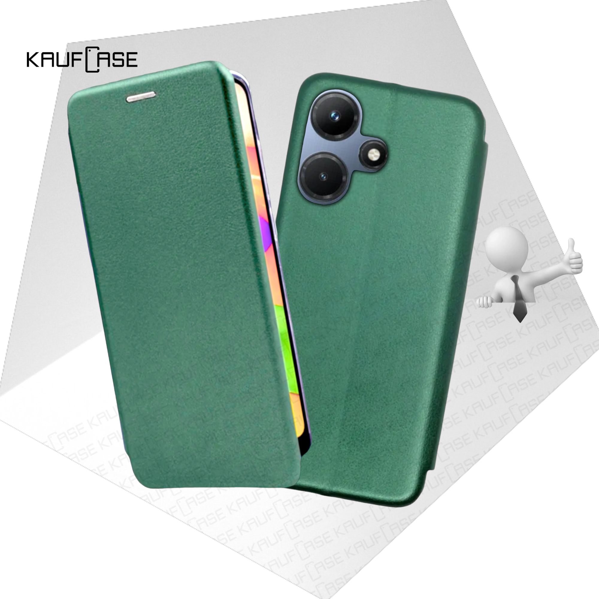 Чехол книжка для телефона Infinix Hot 30i (X669D) (6.56"), темно-зеленый. Текстура под кожу