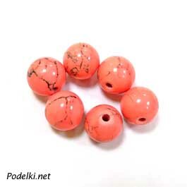 Натуральная бусина Кахолонг коралловый 0003994 шарик 8 мм, цена за 10 шт.