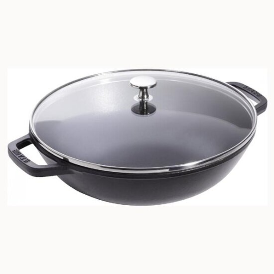 Вок Staub со стеклянной крышкой, черный, 30 см, 4,4 л