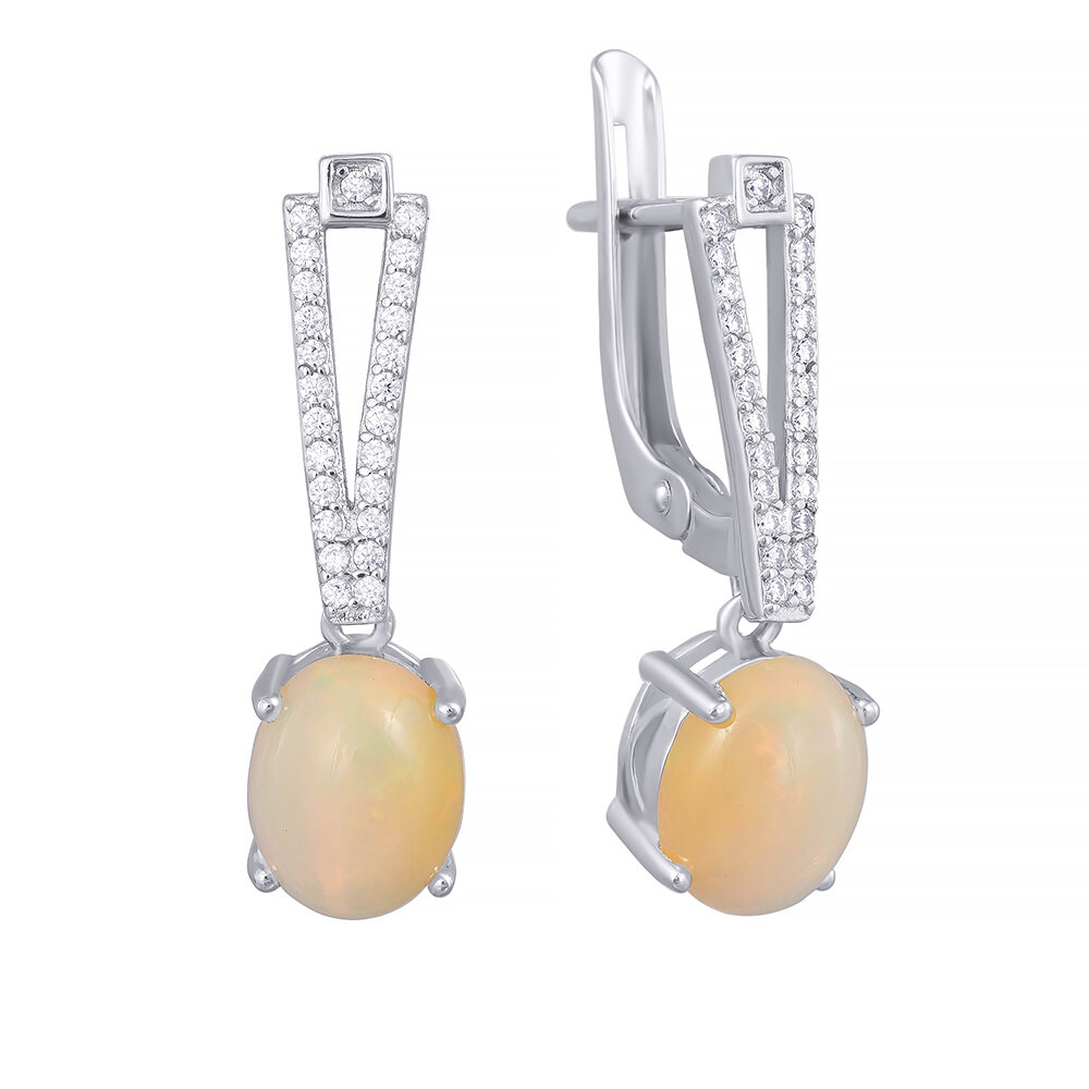 Серьги, серебро, 925 проба, опал