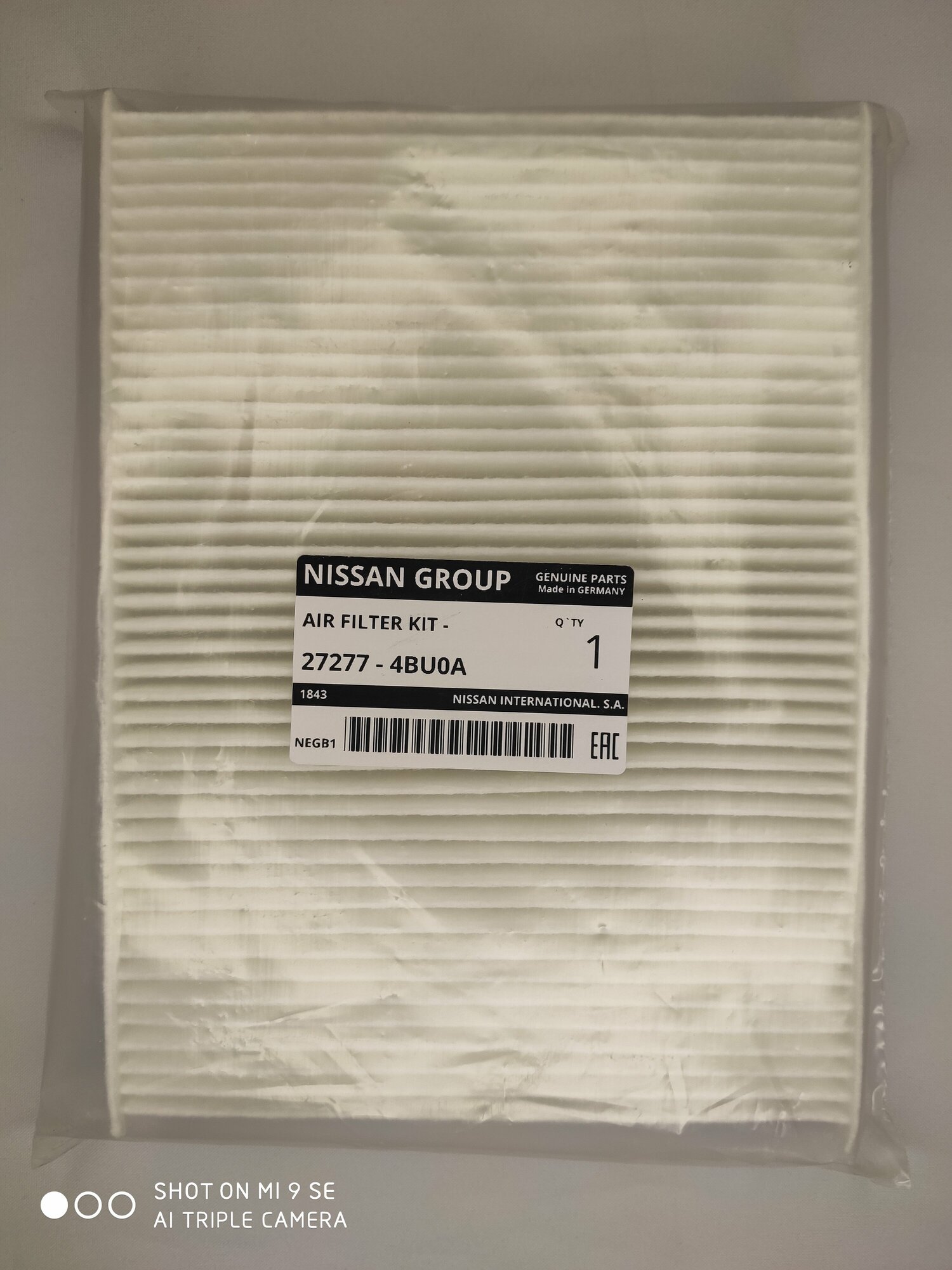 Салонный фильтр Nissan 272774BU0A