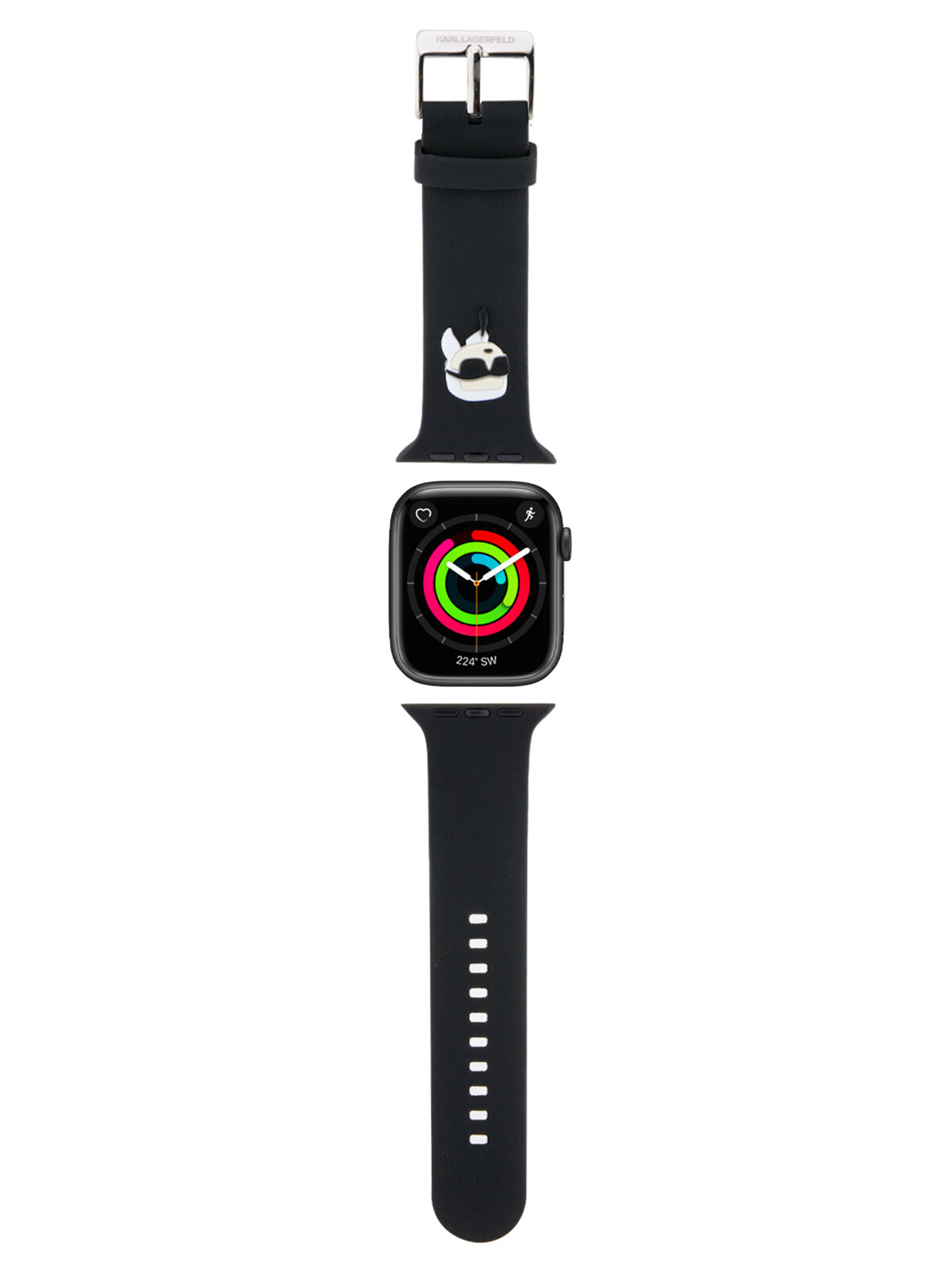 Lagerfeld для Apple Watch 44/45/46/49 мм ремешок 3D Rubber NFT Karl head Black