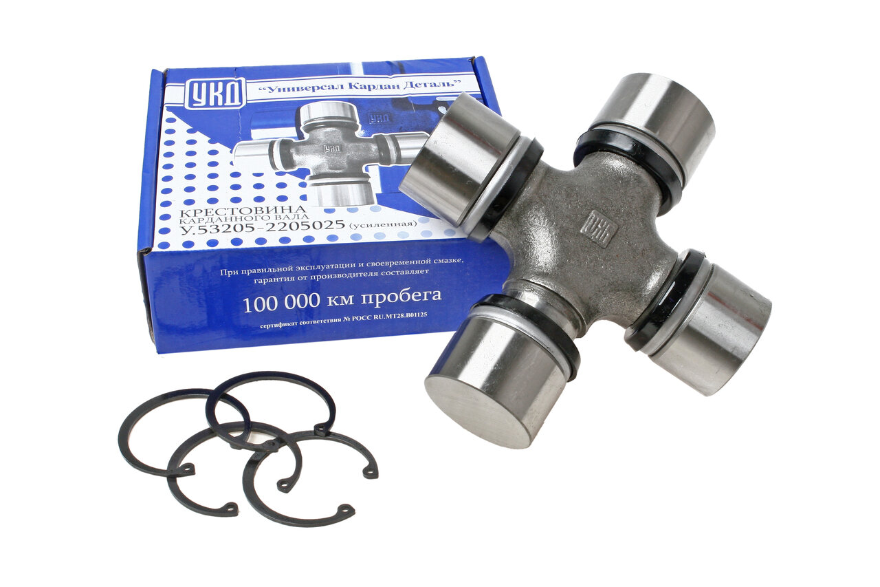 Крестовина КАМАЗ-евро, МАЗ вала карданного большая в сборе (50х155мм) (стопорные кольца) усилен. УКД