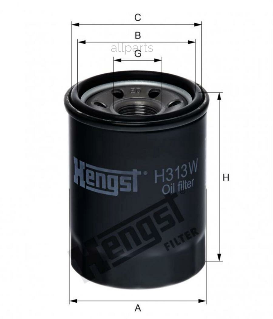 HENGST FILTER H313W Hengst Фильтр масляный (W 7015), H313W