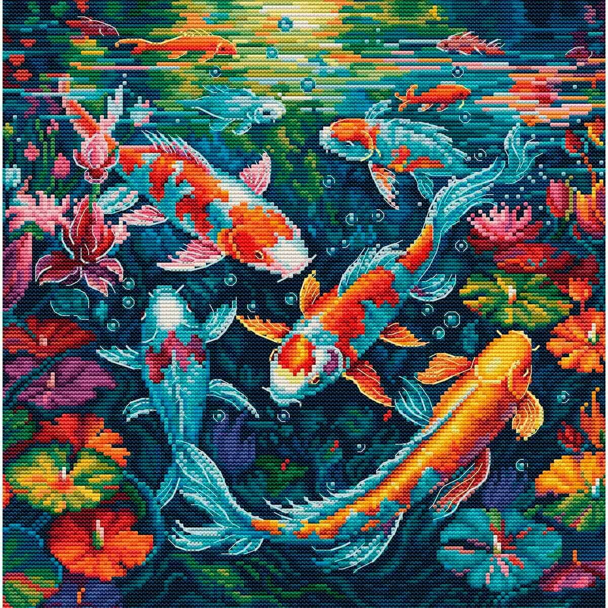 Набор для вышивания крестиком 'Аквариум', 25*26 см, на белой канве, Luca-S