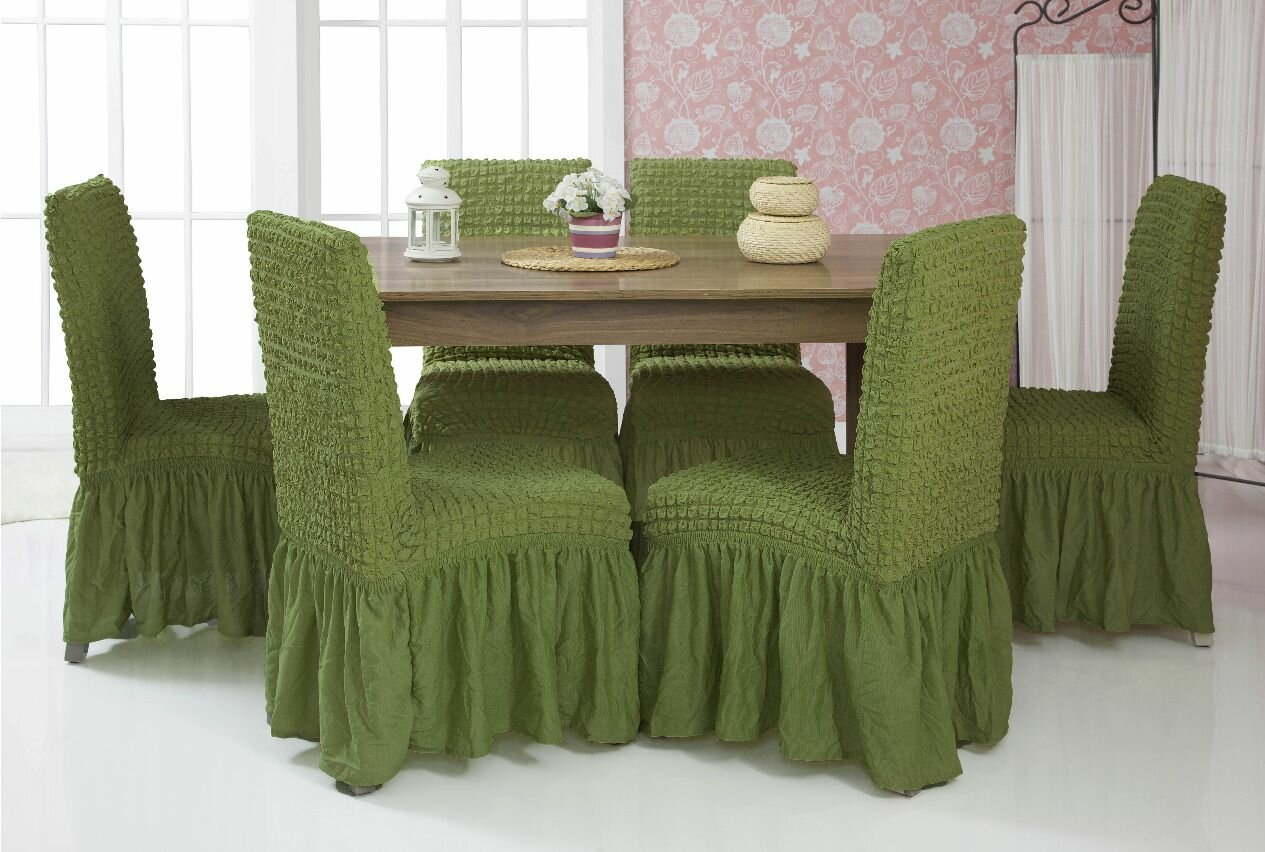 Чехлы на стулья с оборкой 6шт