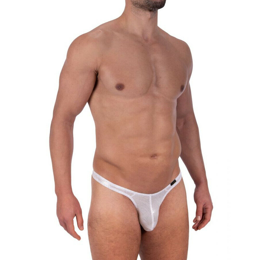 Трусы-стринги "M2323 - Tower String White / Silver" / Manstore / Белый / Размер XL