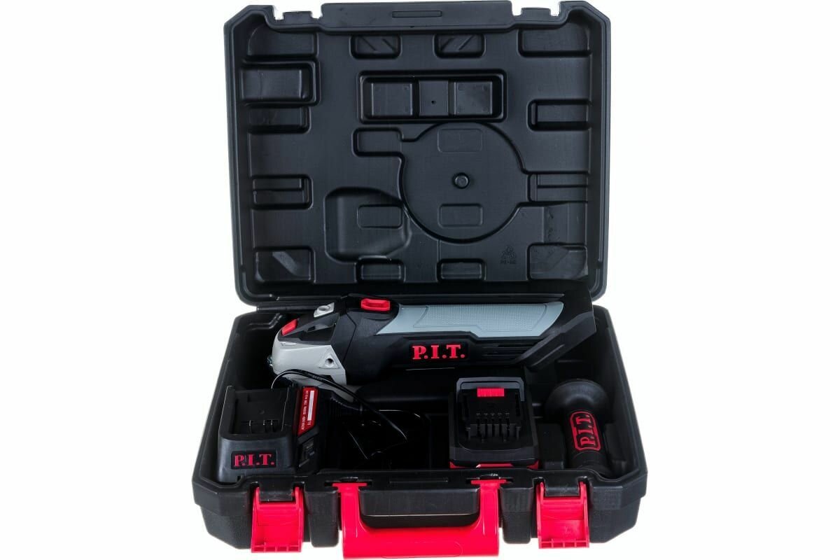 Болгарка УШМ PWS20H-125C/1 PIT аккумуляторная 125мм 8500 об 1АКБх20Вх4Ач Li-Ion ONE POWER зарядка кейс