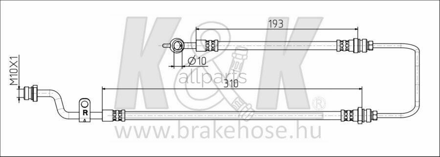 K&K FT0734 Шланг тормозной KIA Creato (LD) 2.0 2.0 CRDi 04.04-