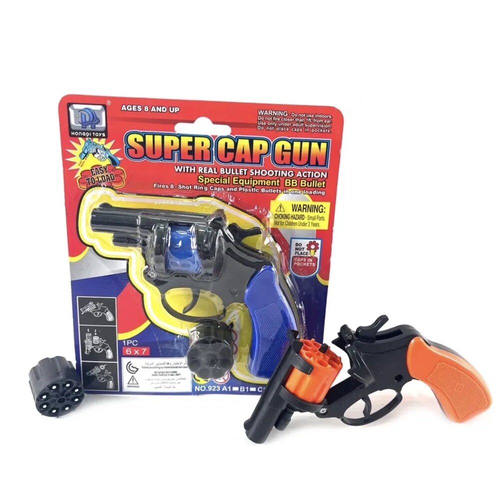 Игрушечное оружие револьвер 12 х 3,5 х 10 см на пистонах с дополнительным барабаном, 923С1