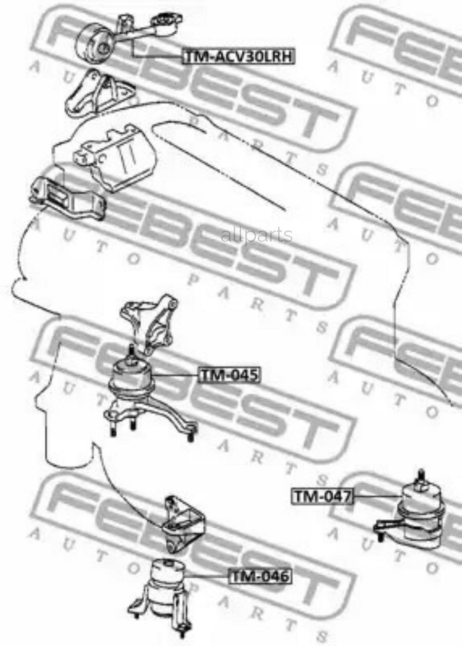 FEBEST TM045 подушка двигателя правая!\ Toyota Camry ACV3/MCV3 01-06