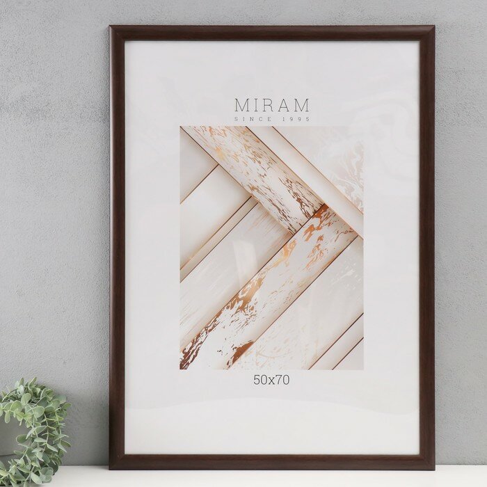 Фоторамка пластик "мирам" 50х70 см, 647246 тёмный орех (пластиковый экран)