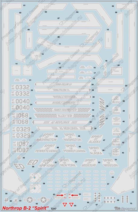 Деколь Нортроп В-2А 1/72