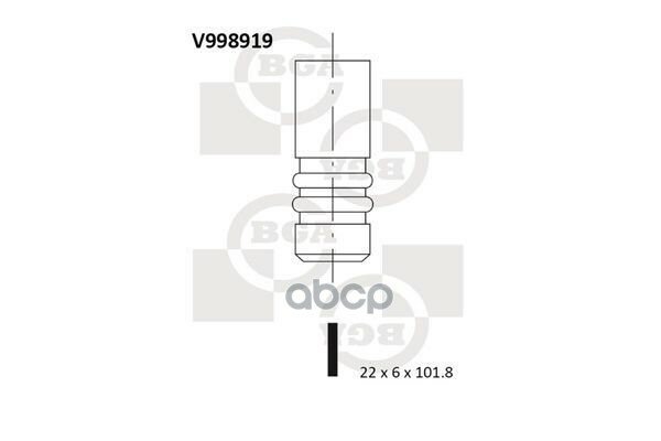 Клапан 22x6x101.8 FRD FIESTA V/FUSION/MAZ 2 1.25 03- EX шт. Bga арт. V998919