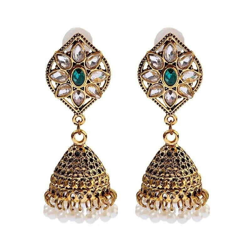 Серьги, кристалл, бисер, пластик