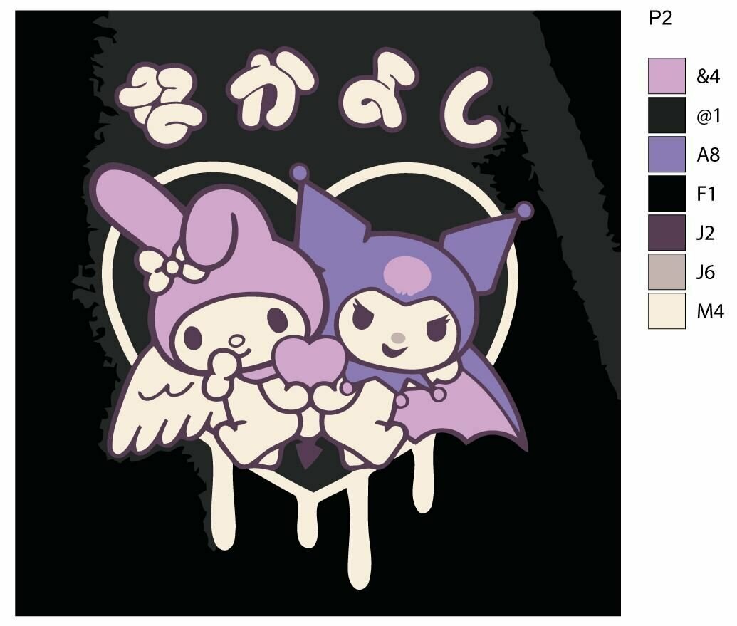 Детская картина по номерам P2 "Аниме Куроми. Куроми (Kuromi) и Май Мелоди (My Melody)" 30x30