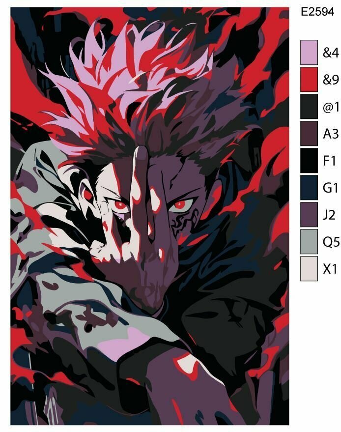 Детская картина по номерам E2594 "Аниме Магическая битва. Сукуна" 20x30