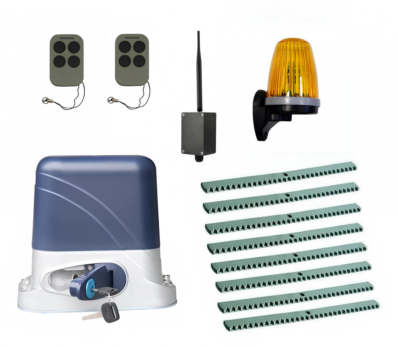 Автоматика для откатных ворот KSL-800 KIT-L3K8-BT, комплект: привод, 2 пульта, Bluetooth-модуль, лампа, 8 реек