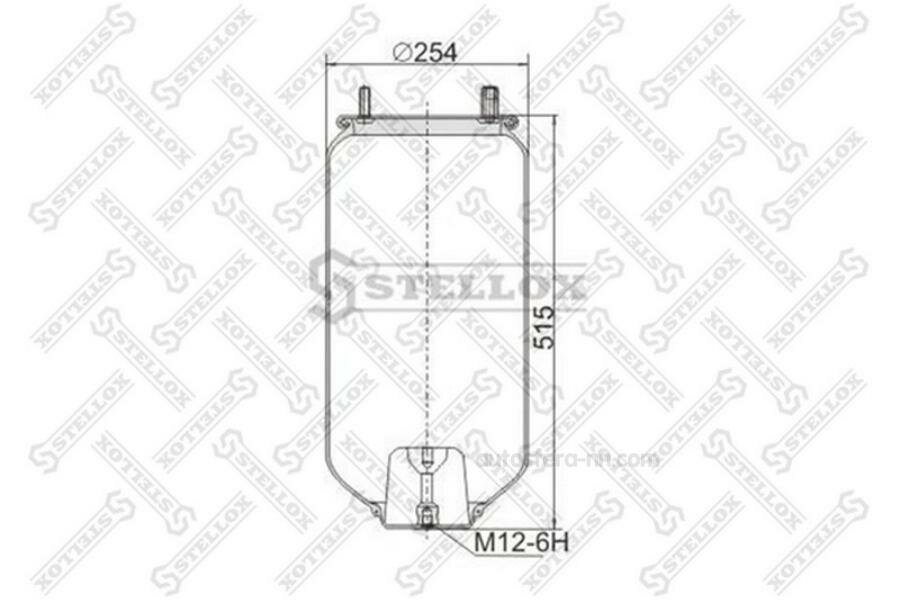 STELLOX 9041590SX пневмоподушка без стакана !1шп. M12. 1шп-штуц. M12x20. H: 1отв. M12. d116\Fruehauf, SMB