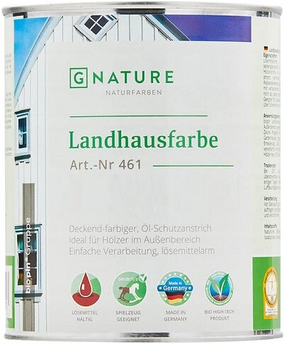 Краска Укрывная Gnature 461 Landhausfarbe 0.375л Белая для Защиты, Обновления Деревянных Фасадов.