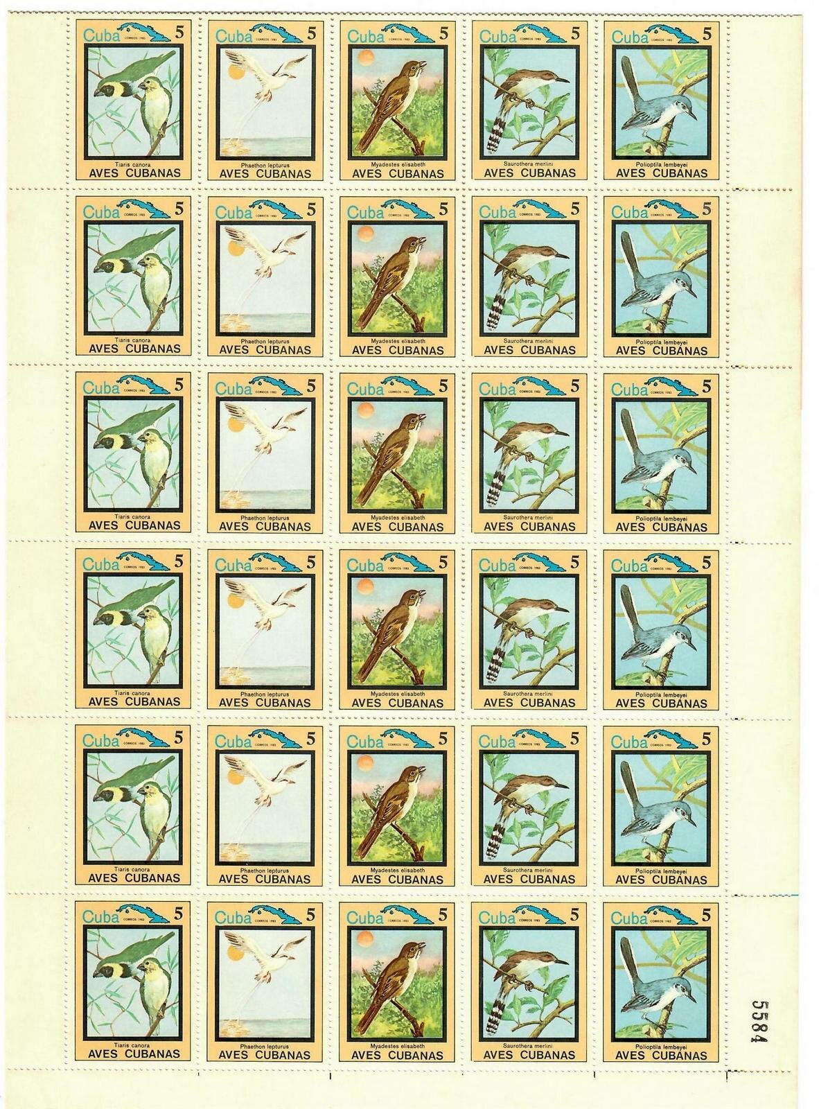 Почтовые марки Куба 1983г. "Флора и фауна - Птицы" Флора, Птицы, Фауна MNH