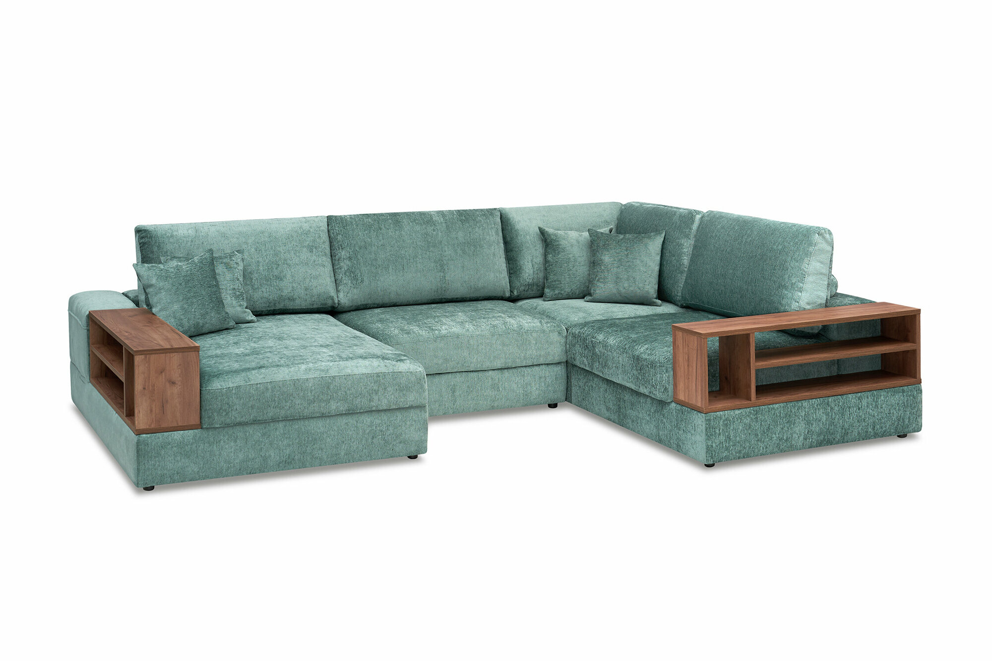 Диван п-образный пантограф Нонтон Рон MODOOL XL; угол Г; с барами бирюзовый 346x245x94 см