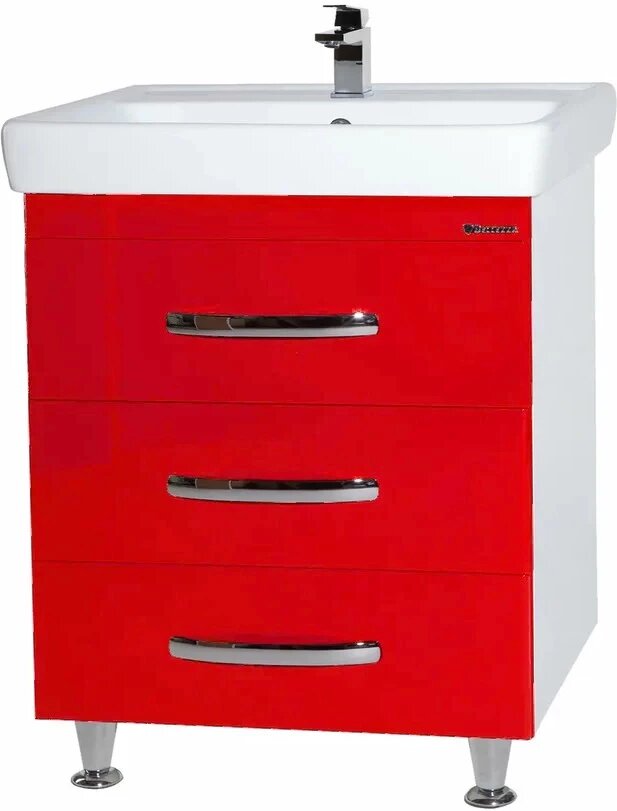 Тумба красный глянец/белый глянец 55 см Bellezza Рокко 4635309660035