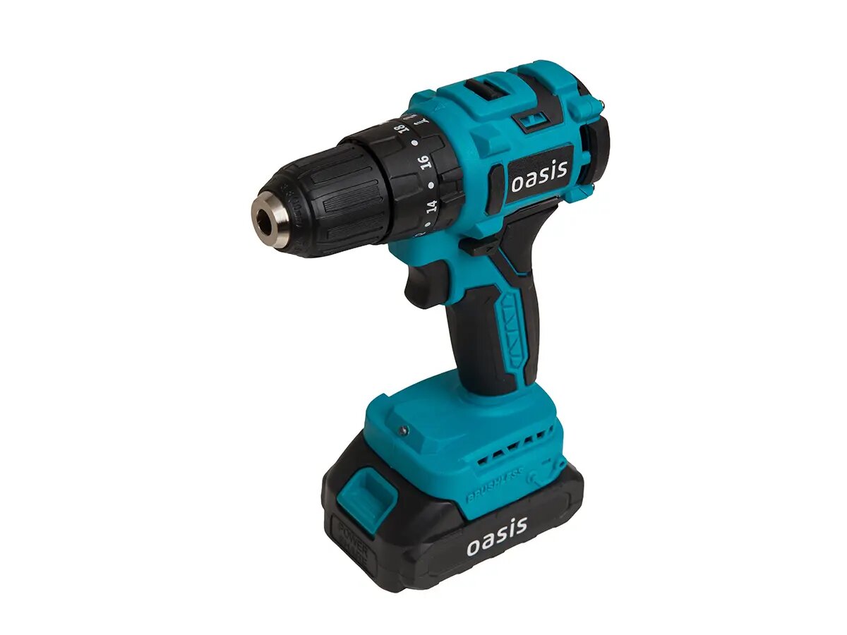 Дрель-шуруповерт аккумуляторная бесщеточная Oasis ASU-18A, 18 В Li-ion 2х2 Ач