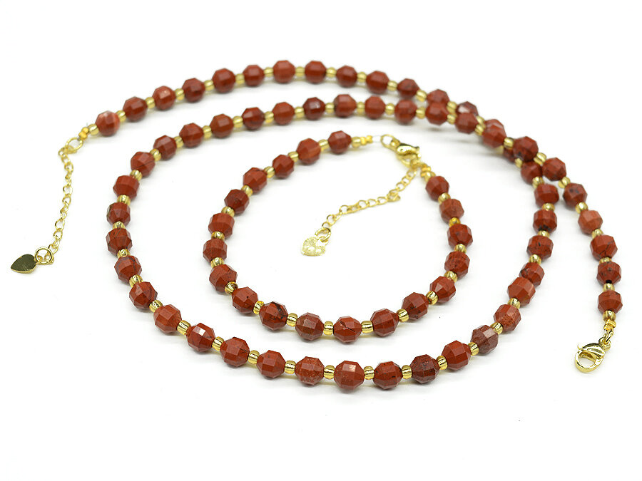 Комплект бижутерии: колье, браслет, яшма