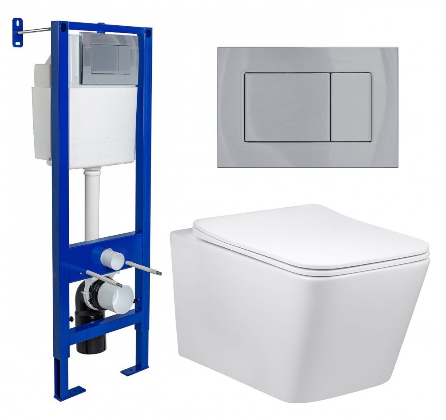 Комплект 3 в 1 инсталляция Berges Wasserhaus Atom 410 + Унитаз Vincea Q-Line VT1-12 + кнопка хром