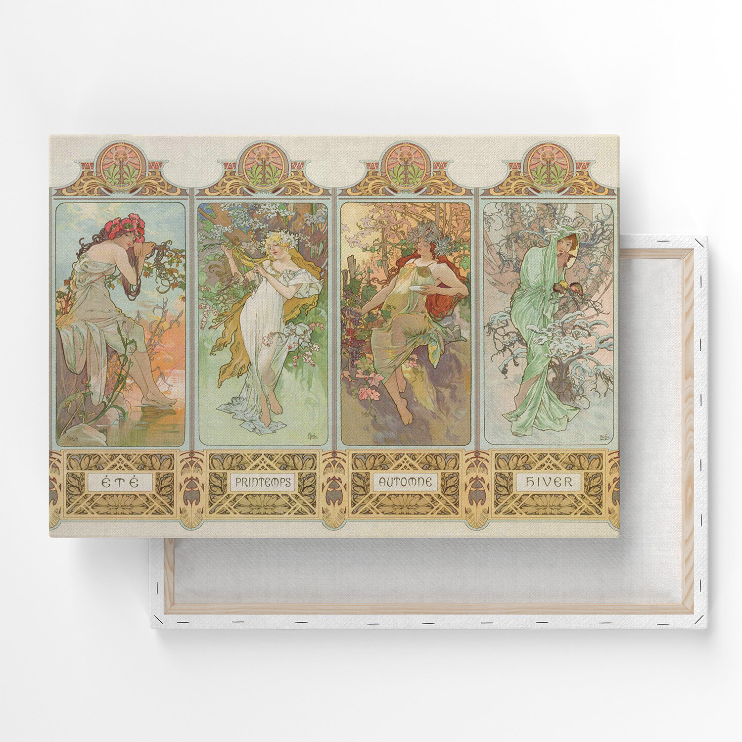 Картина на холсте, репродукция / Альфонс Муха - Времена года / Размер 40 x 53 см